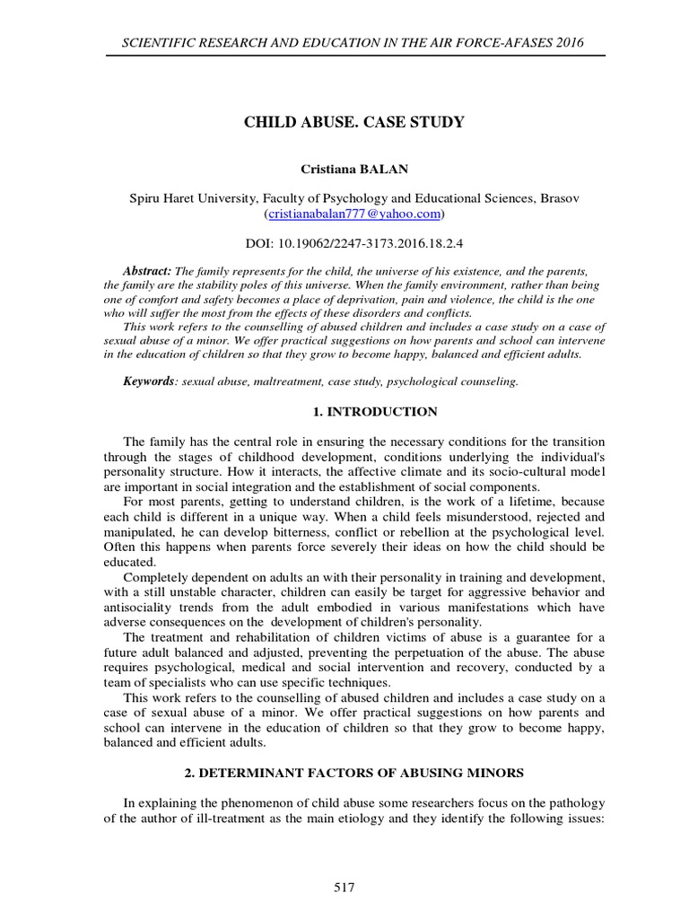 Child Abuse. Case Study: Cristiana BALAN | Download Free PDF | Child ...