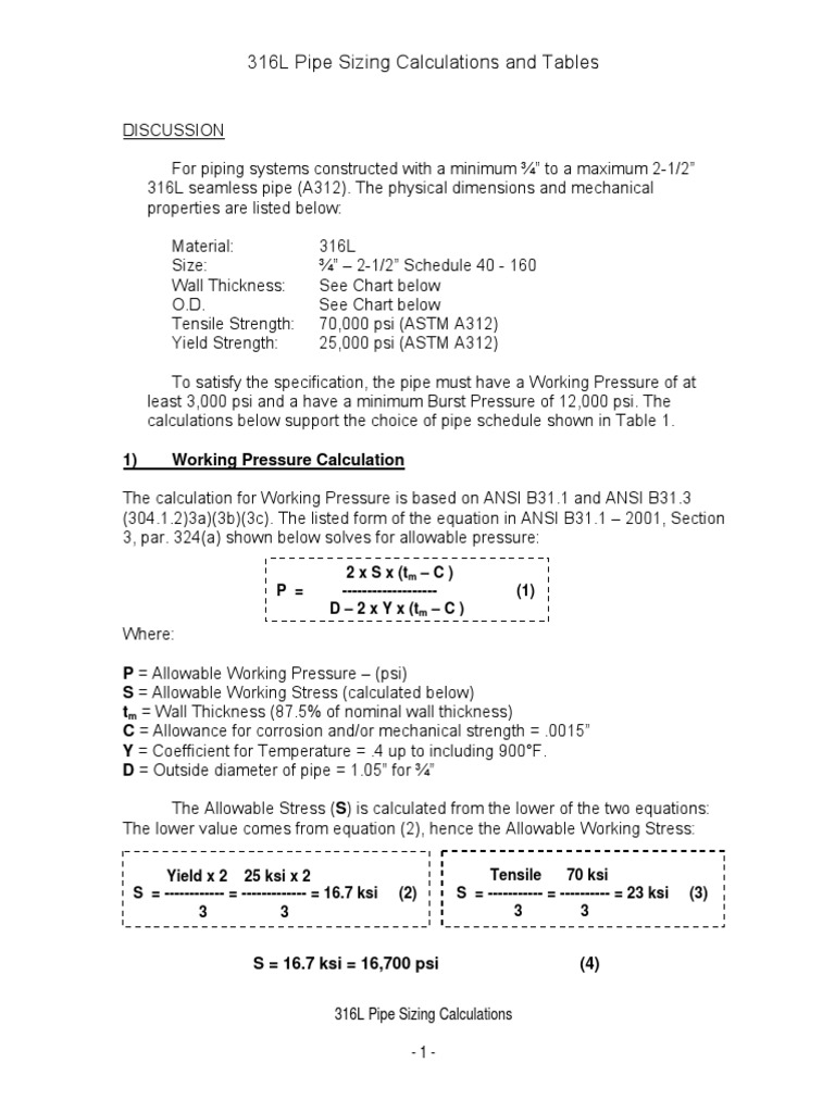 Stainless Steel Pipe Calculations PDF | Download Free PDF | Pipe (Fluid ...