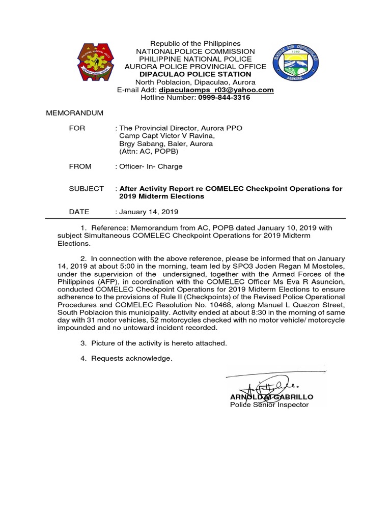 COMELEC Checkpoint Report - Jan 14, 2019 | PDF