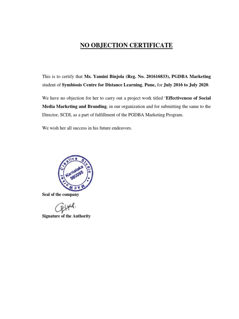 No Objection Certificate | PDF