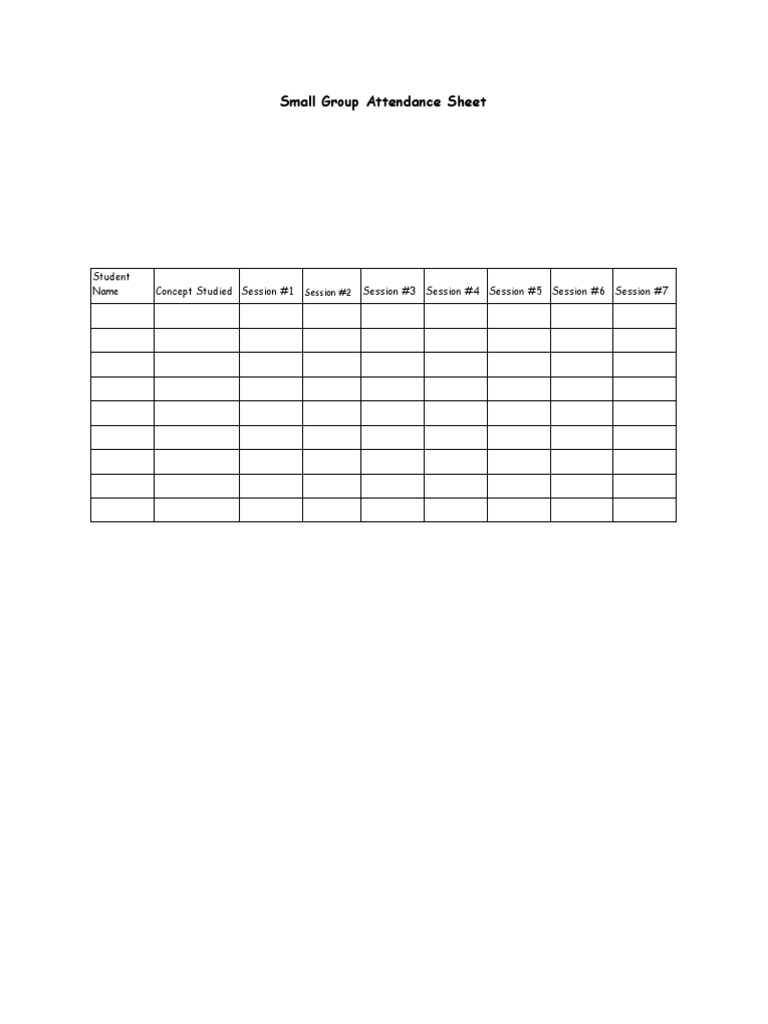 Small Group Attendance Sheet-Print | PDF