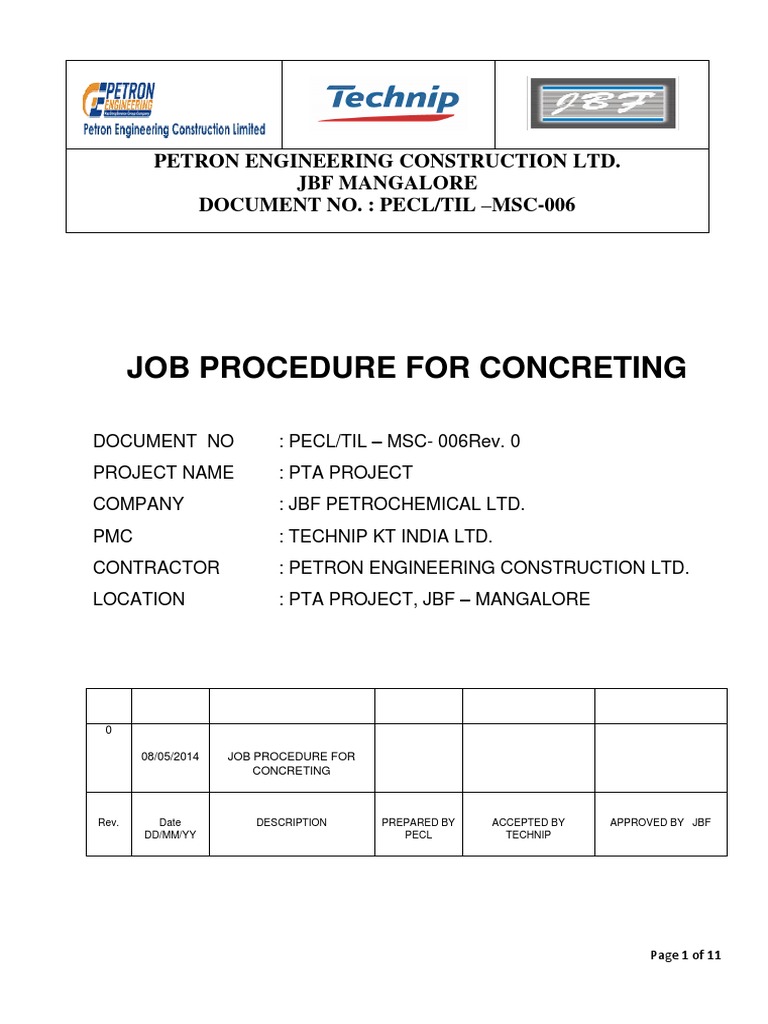 Procedure Concreting | PDF | Concrete | Scaffolding