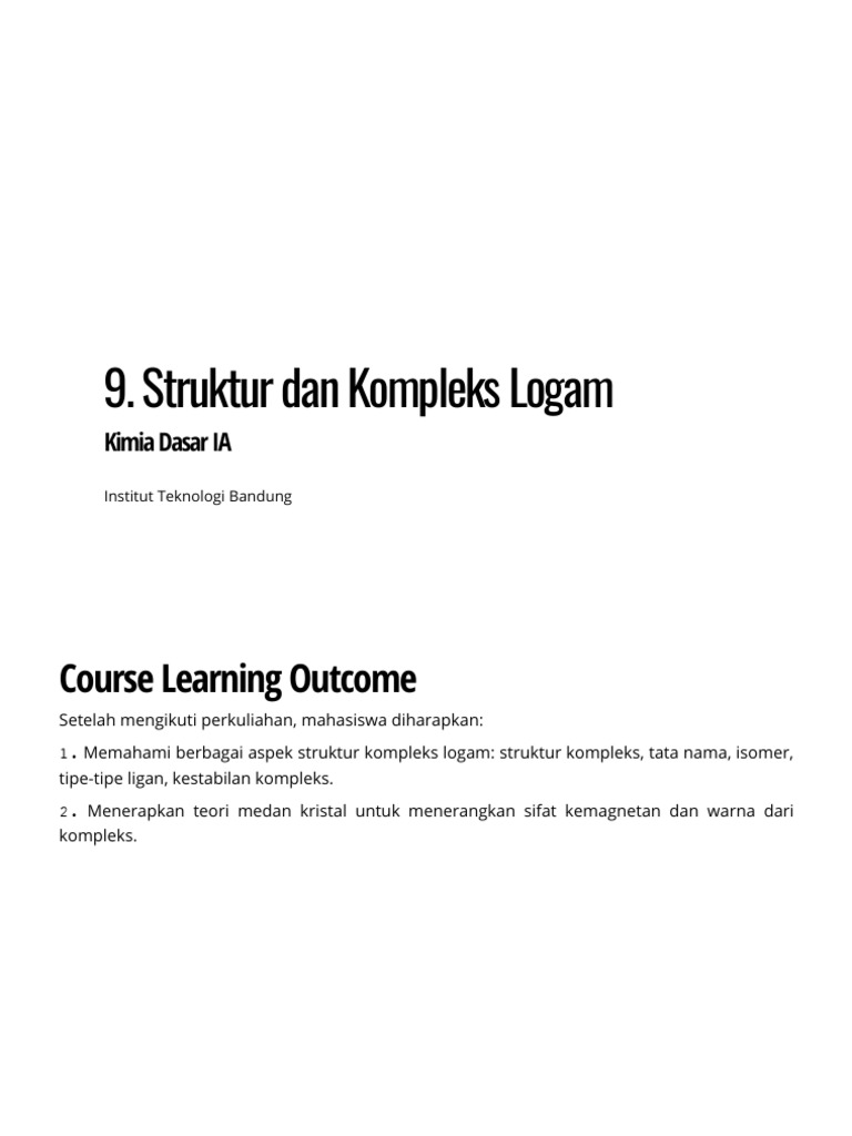 Struktur Dan Kompleks Logam | PDF