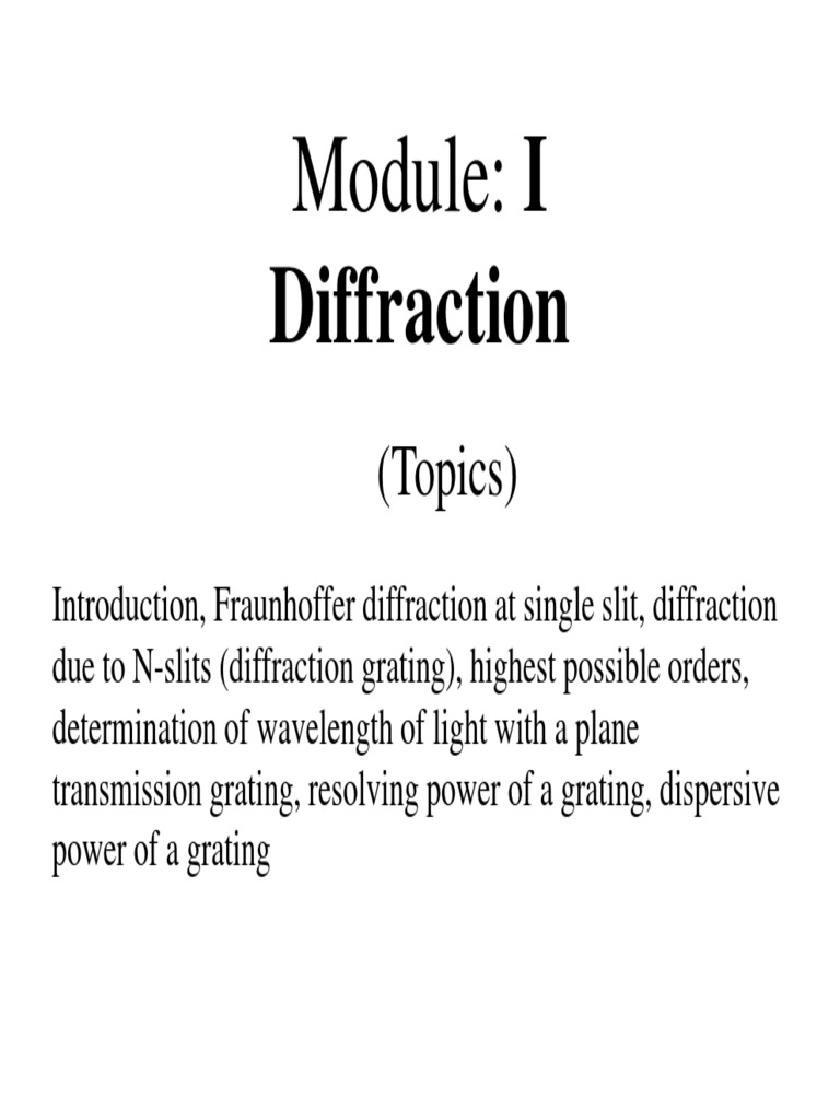 Class Notes Module I Diffraction Pdf Pdf Diffraction Wavelength