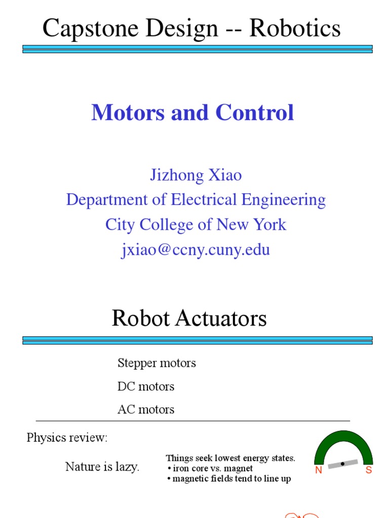 Capstone Design -- Robotics: An Analysis of Actuators for Robotic Motion including Stepper ...