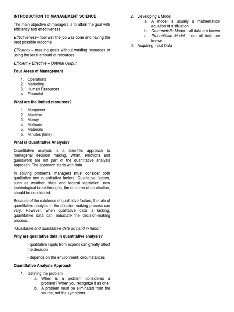 Introduction To Management Science | PDF