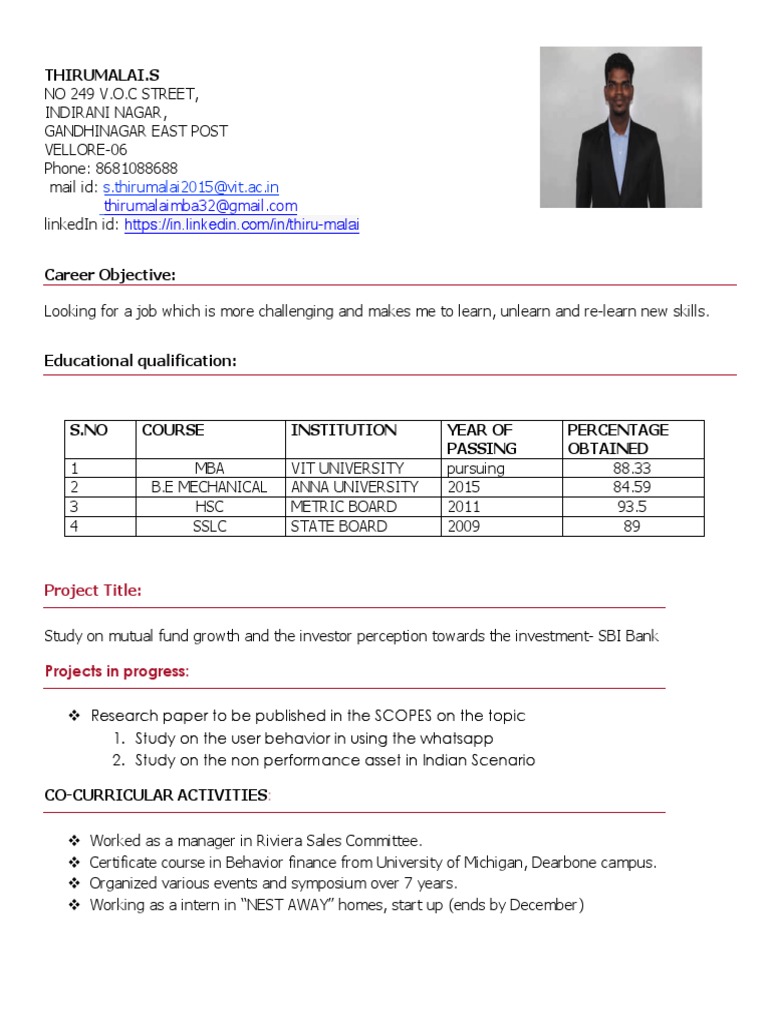 Thiru Resume Updated | PDF | Economies | Business