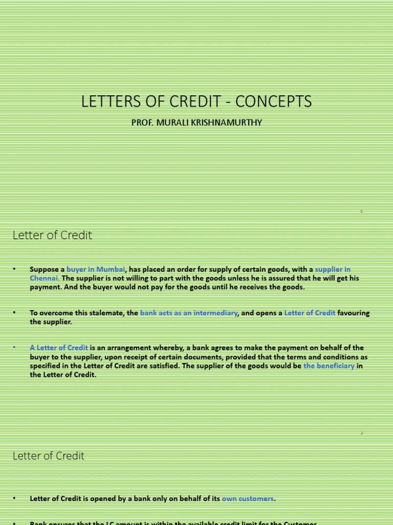 Letters of Credit - Concepts | PDF | Letter Of Credit | Payments