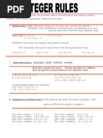 Cheat Sheet For Positive and Negative Numbers | PDF