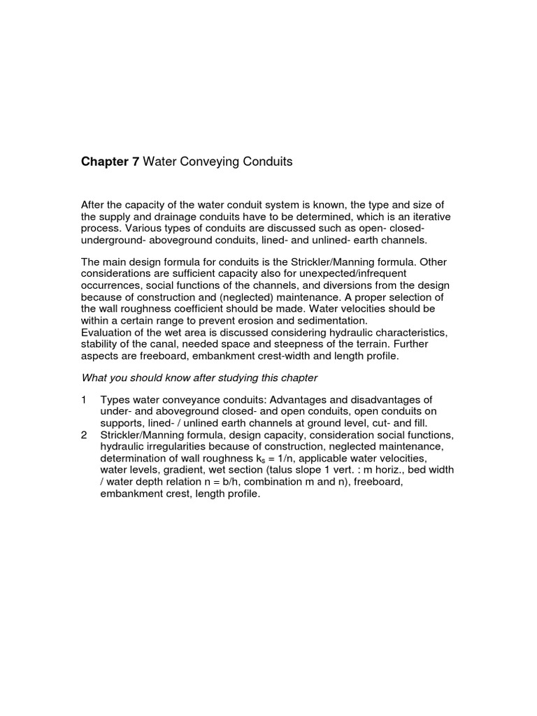 4410 Chapt7 Water Conveying Conduits | PDF | Erosion | Surface Roughness