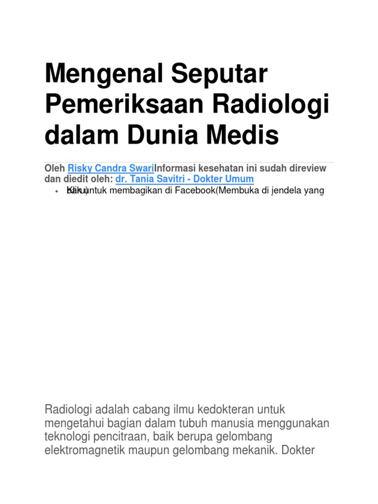 Pengertian Radiologi | PDF