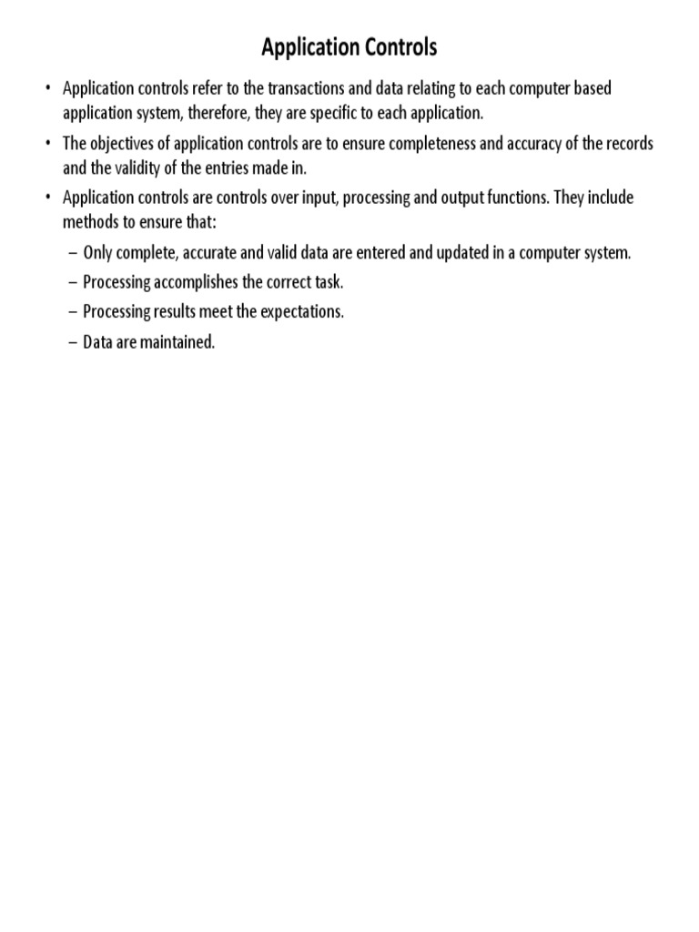 10 - Application Controls | PDF | Database Transaction | Audit