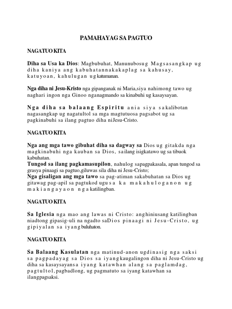 Pamahayag Sa Pagtuo | PDF Pamahayag Sa Pagtuo | PDF