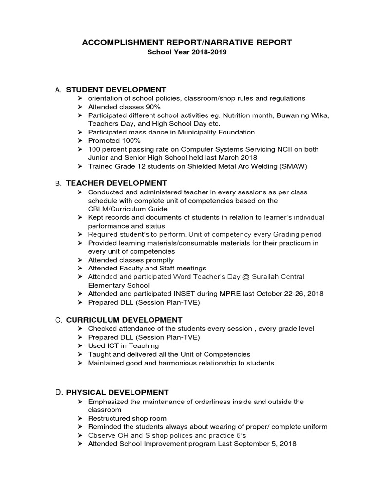 Accomplishment Report | PDF | Schools | Teachers