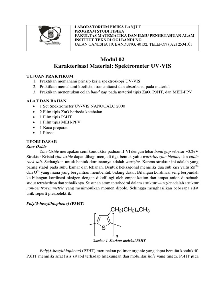 Modul 02 Karakterisasi Material Spektrometer UV-VIS | PDF