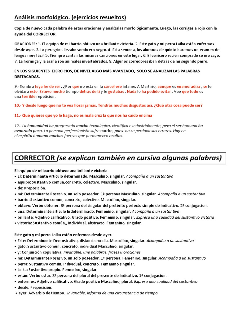 Analisis Morfologico | PDF | Sustantivo | Adjetivo
