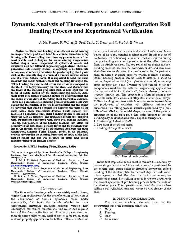 Dynamic Analysis of Three-Roll Pyramidal Configuration Roll Bending ...