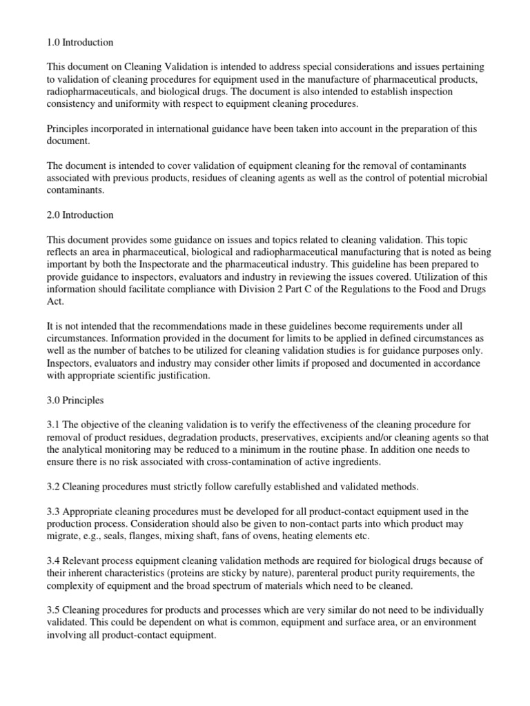 Cleaning Validation Requirement | PDF | Assay | Sterilization ...