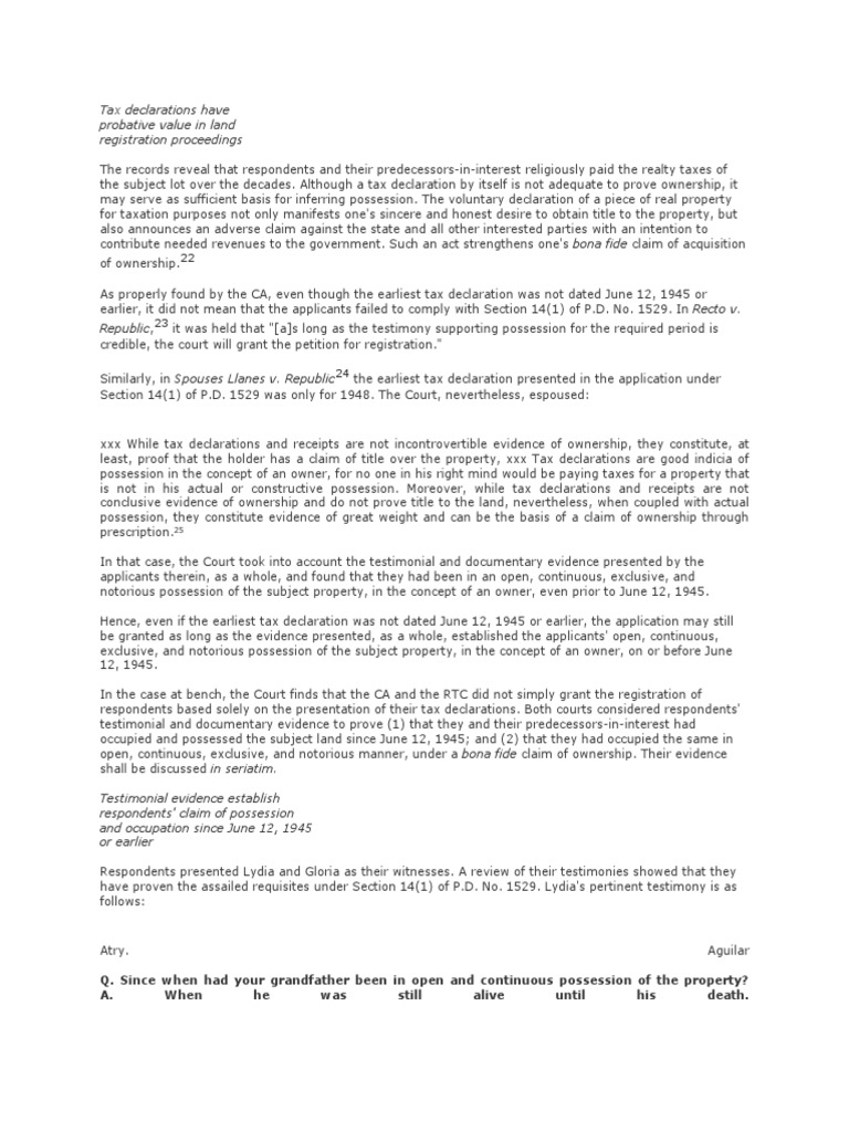 Tax Declarations Have | PDF | Ownership | Real Property