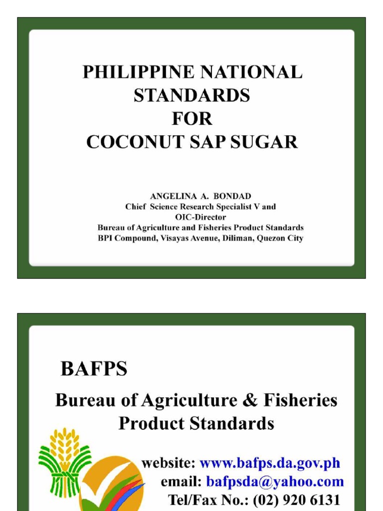 Philippine National Standards FOR Coconut Sap Sugar Philippine National ...