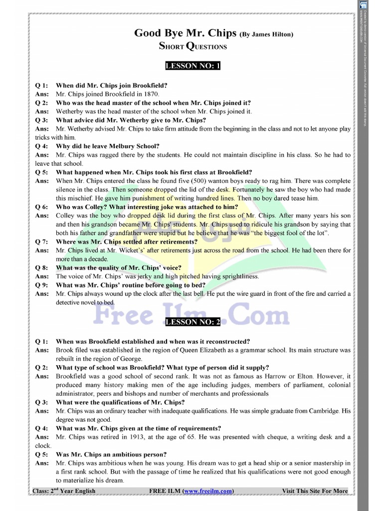 GoodBye Mr. Chips | PDF