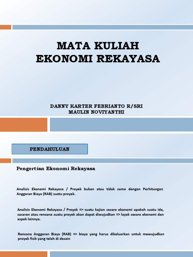 Ekonomi Rekayasa | PDF | Bisnis | Pengelolaan Keuangan & Uang