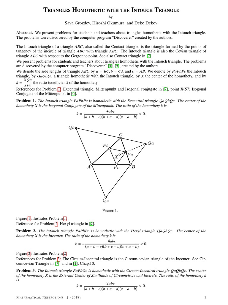 Triangles Homothetic With The Intouch Triangle | PDF | Triangle ...