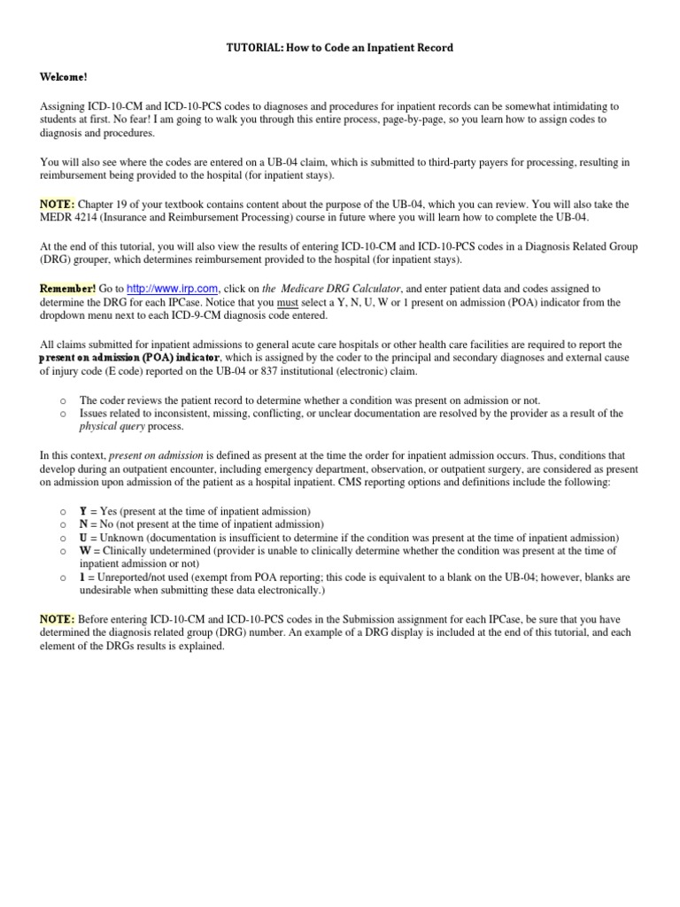 How To Code Inpatient Hospital Claim | Download Free PDF | Medical ...