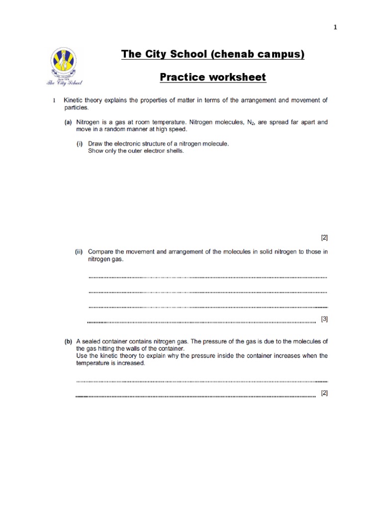 The City School (Chenab Campus) Practice Worksheet | PDF