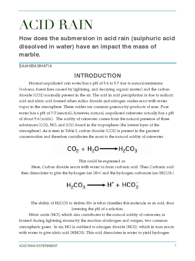 Acid Rain Experiment | PDF | Acid | Ph