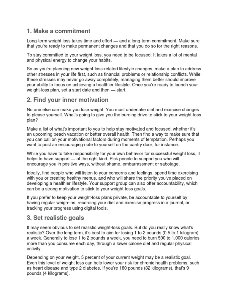 Make A Commitment | PDF | Weight Loss | Healthy Diet