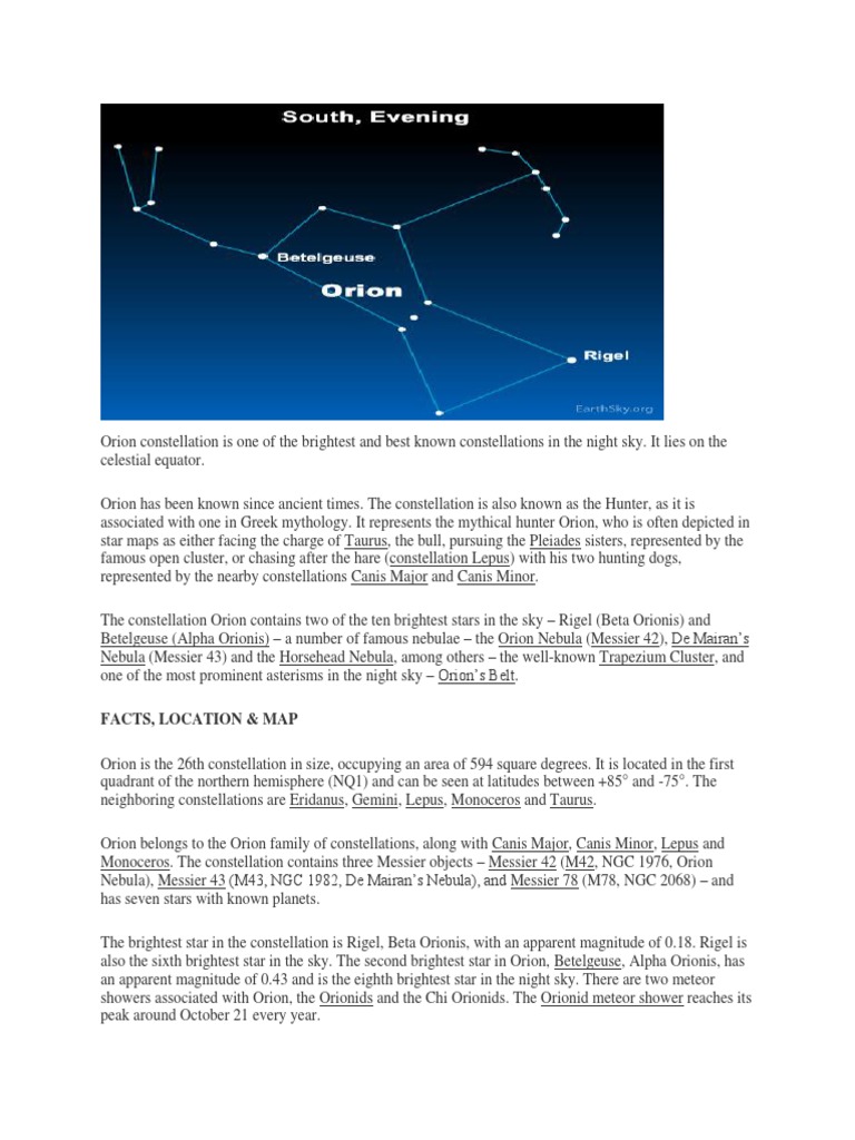 Orion Constellation Overview and Facts | PDF | Constellation | Stellar ...