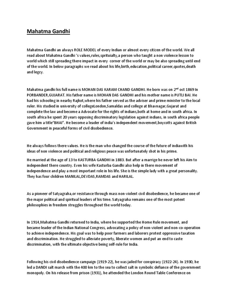 Mahatma Gandhi | PDF | Mahatma Gandhi | Indian Independence Movement