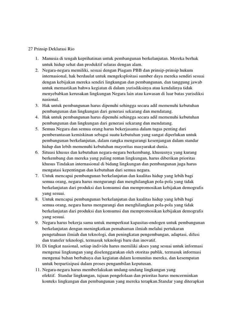 27 Prinsip Deklarasi Rio