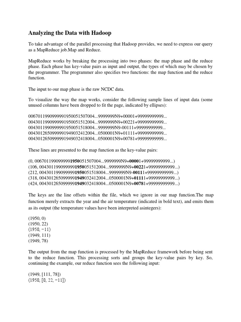 Analyzing The Data With Hadoop | PDF | Apache Hadoop | Map Reduce