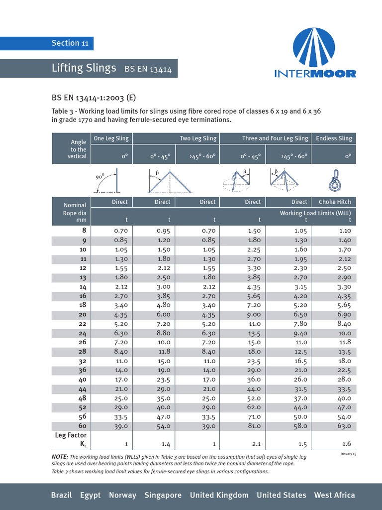 Working Load Limits For Slings | PDF | Rope | Equipment