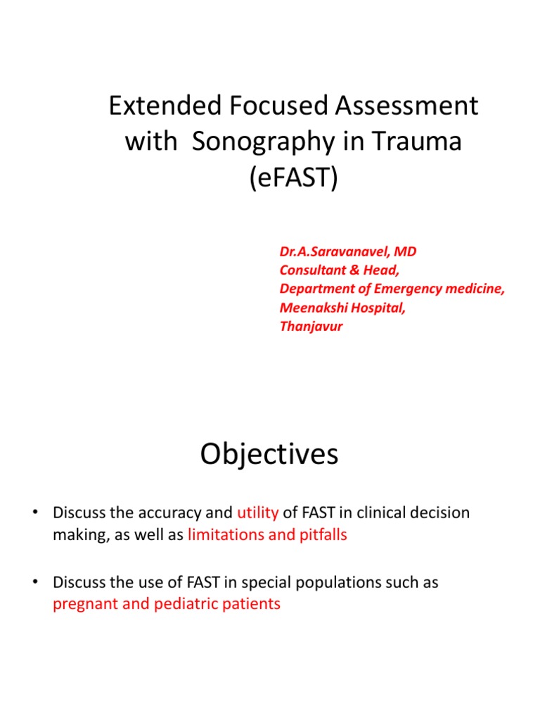 Extended Focused Assessment with Sonography in Trauma (eFAST ...