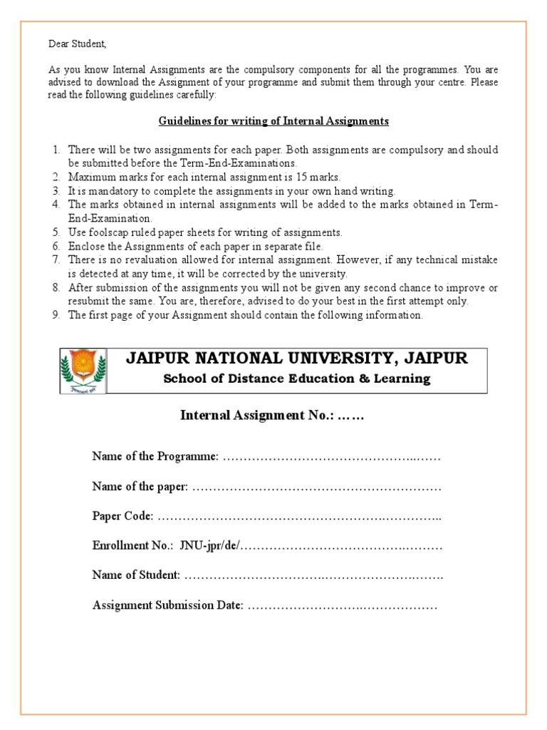 Guidelines For Writing of Internal Assignments | PDF