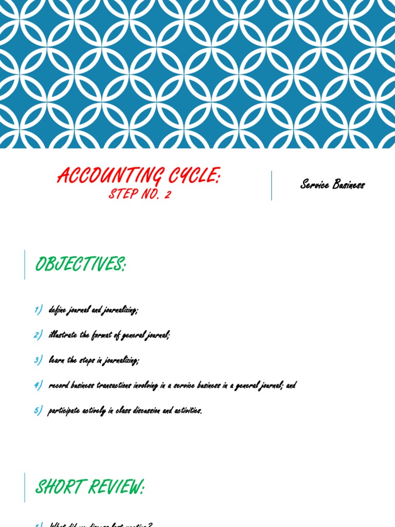 Journalizing Entries for Service Business | PDF | Debits And Credits ...