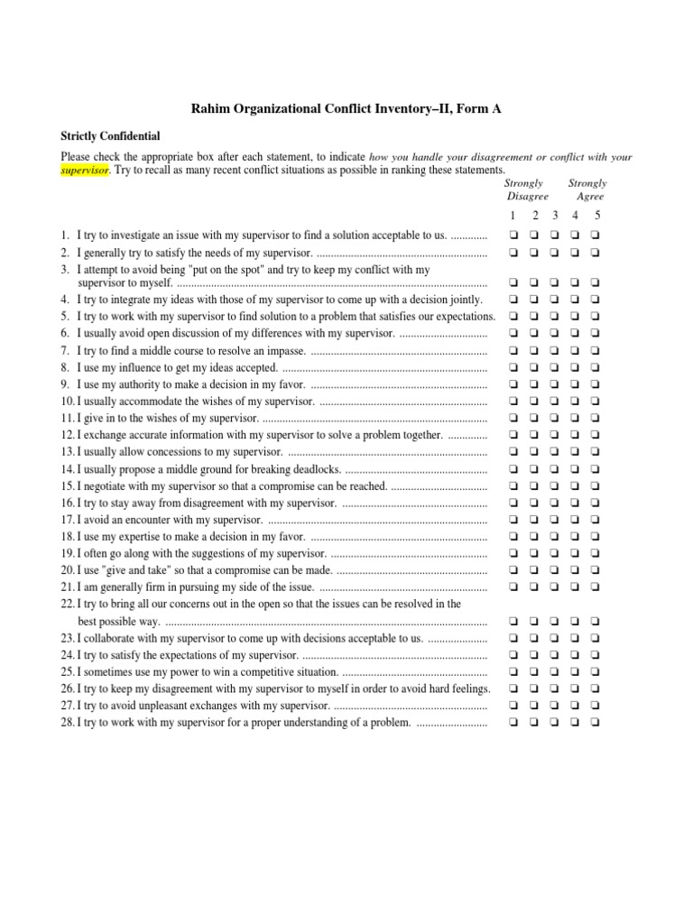 Rocii Conflict Questionnaire 2 PDF | PDF | Psychological Concepts ...