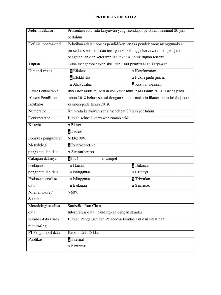 Form Pengajuan Indikator Mutu Unit 2019 | PDF