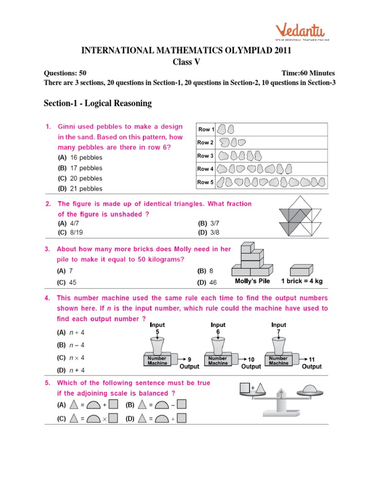 INTERNATIONAL MATHEMATICS OLYMPIAD 2011 Question Paper Class 5 PDF