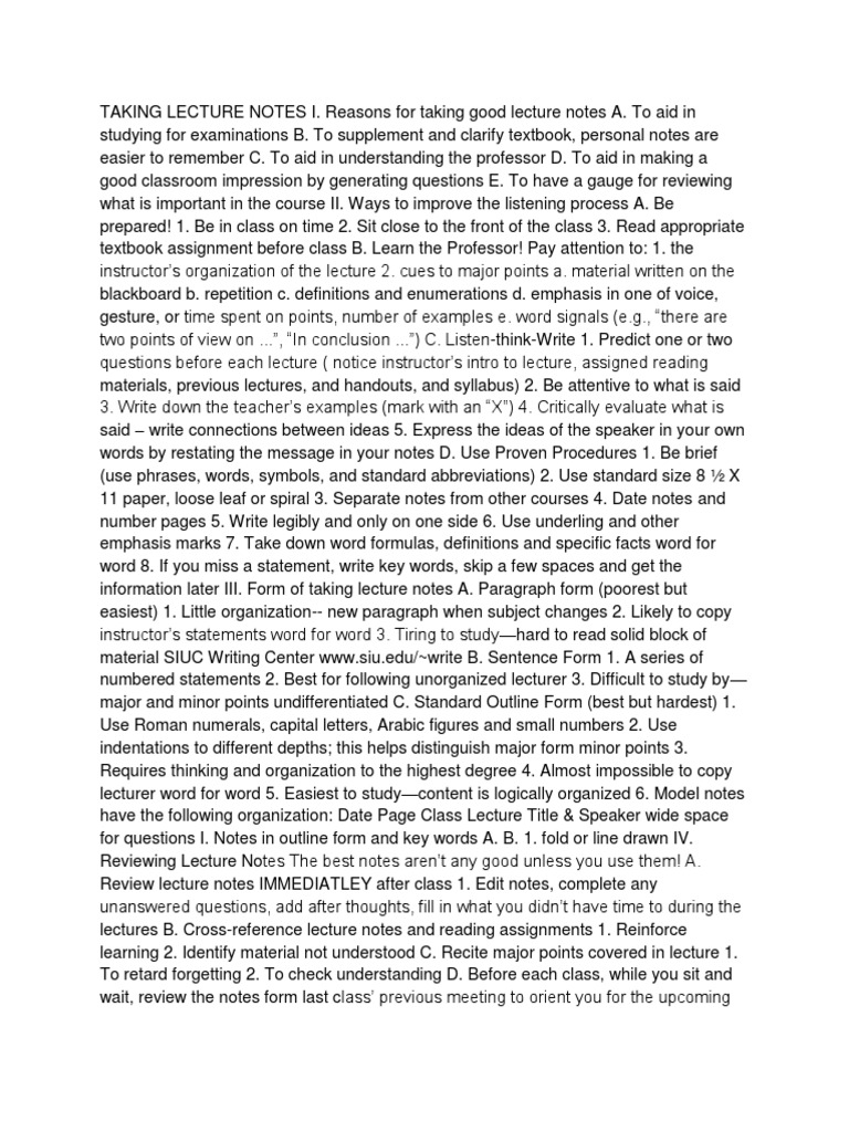 College Notes | PDF | Lecture | Paragraph