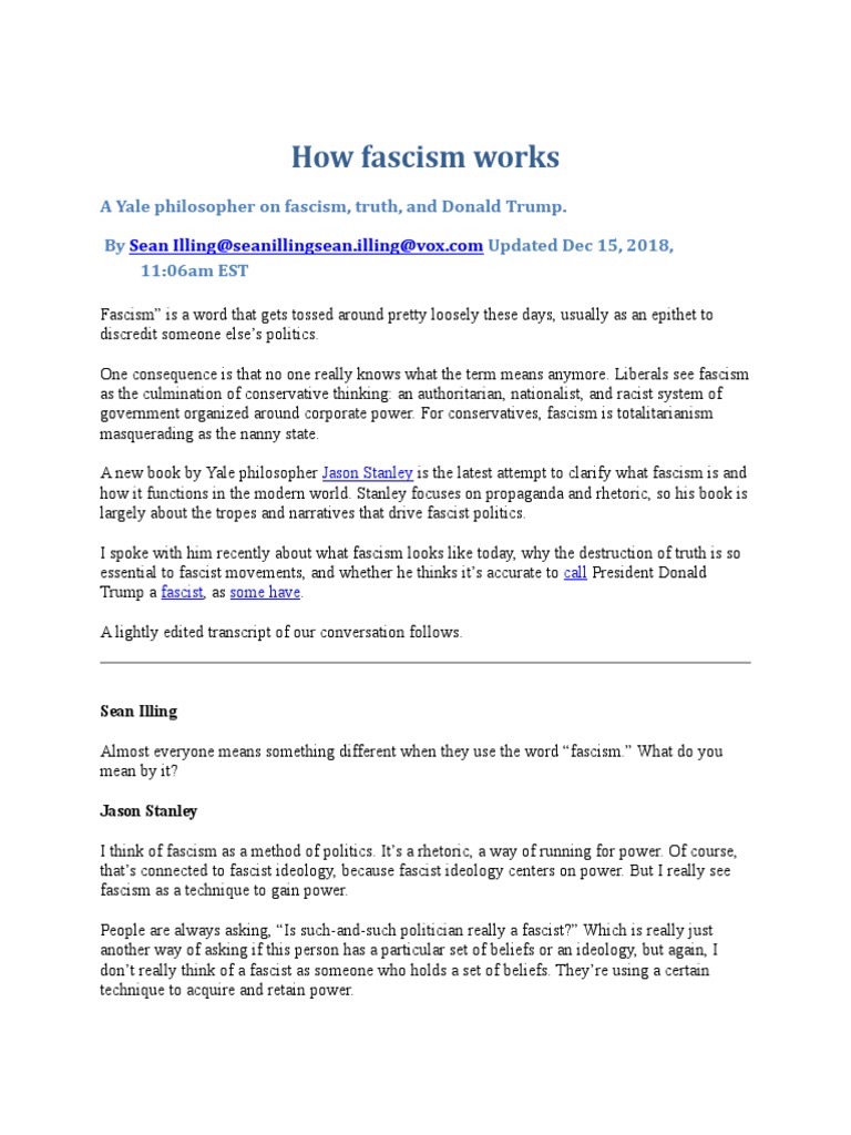 How Fascism Works | PDF | Fascism | Right Wing Politics