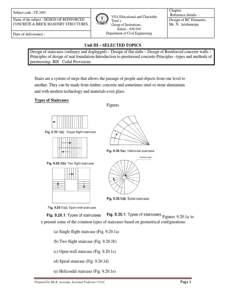 RCC Staircase Design Guidelines | PDF | Stairs | Bending