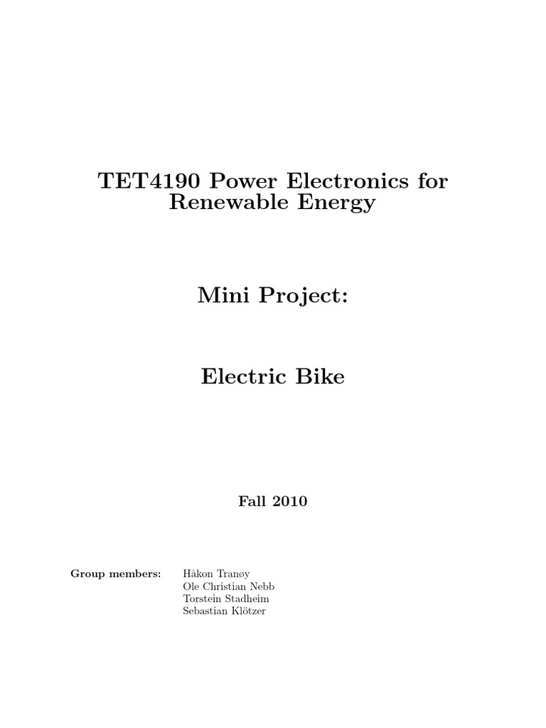 Electric Bike | PDF | Electric Motor | Field Effect Transistor