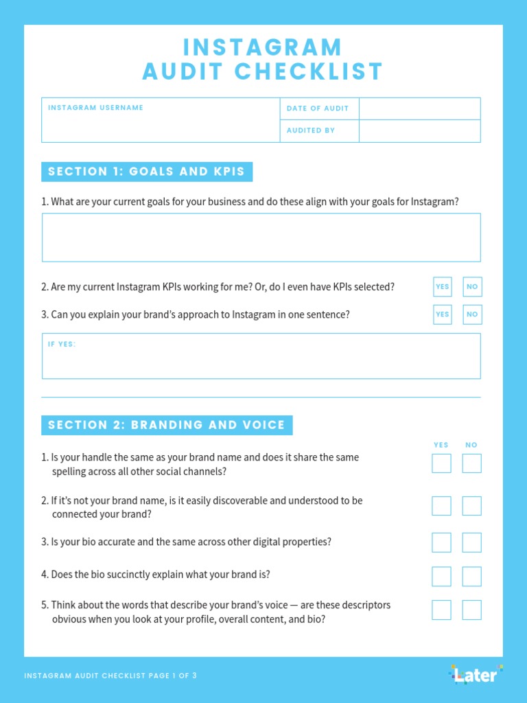 Instagram Audit CHecklist | PDF | Hashtag | Communication