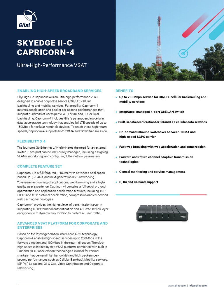 Gilat Product Sheet SkyEdge II C Capricorn 4 | PDF | Network Switch ...