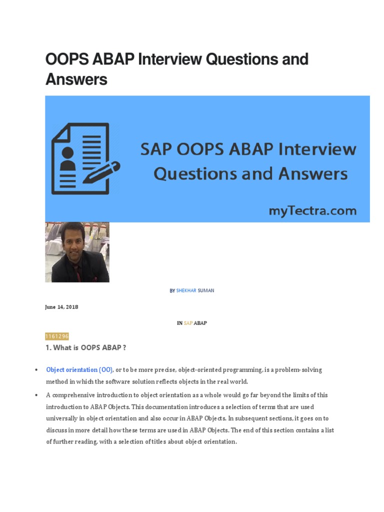 Oops Abap Interview Questions Pdf Class Computer Programming Method Computer Programming