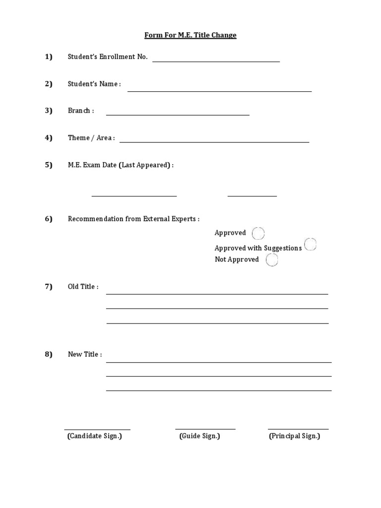 M.E. Title Change Form | PDF